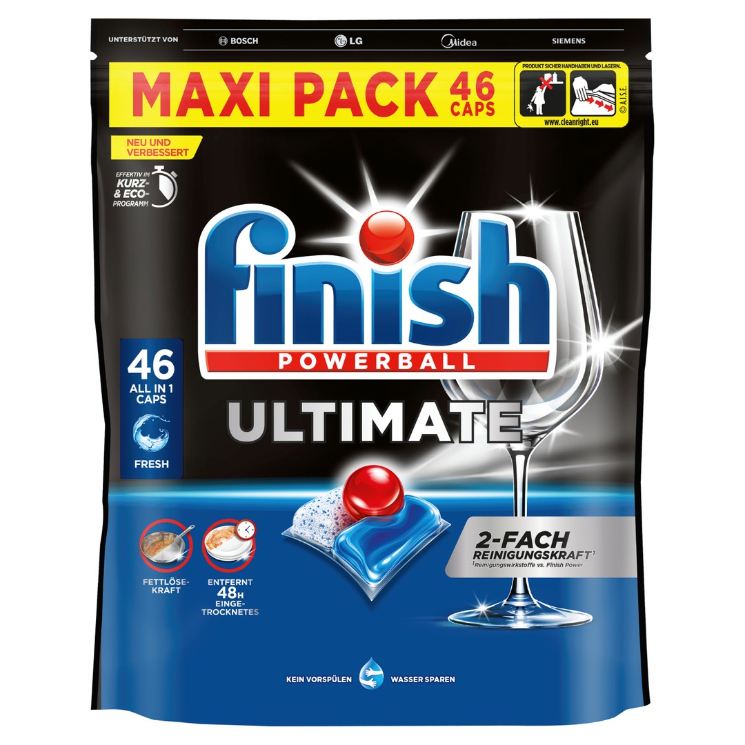Finish Ultimate All in 1 Spülmaschinentabs 46 Caps Regulär | Finish DE